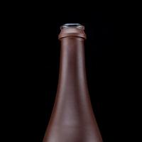 China 500ml Champagne Bottle With Matte Finish Unique Design Copper Coated Glass Collar for sale