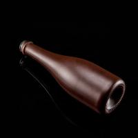 China 500ml Champagne Bottle With Matte Finish Unique Design Copper Coated Glass Collar for sale