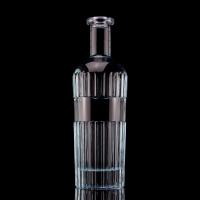 China Pretty Light Blue 750ml 75cl Vertical Stripes Vodka Bottle With Lid Made of Clear Glass for sale
