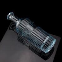 China Pretty Light Blue 750ml 75cl Vertical Stripes Vodka Bottle With Lid Made of Clear Glass for sale