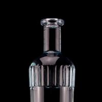 China Pretty Light Blue 750ml 75cl Vertical Stripes Vodka Bottle With Lid Made of Clear Glass for sale