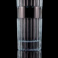 China Pretty Light Blue 750ml 75cl Vertical Stripes Vodka Bottle With Lid Made of Clear Glass for sale