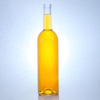 China Customized Logo Glass Bottle for 750ml Long Neck Clear Flint Gin Rum Champagne Liquor for sale