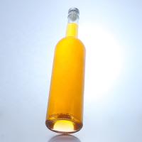 China Customized Logo Glass Bottle for 750ml Long Neck Clear Flint Gin Rum Champagne Liquor for sale