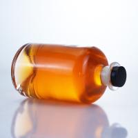 China Glass Collar 750ml Short Neck Round Shaped Empty Clear Flint Gin Rum Champagne Liquor Spirits Bottle with Cork for sale