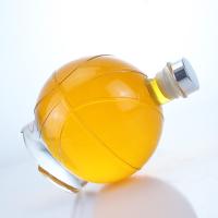 China Whisky Gin Rum Vodka Glass Collar Ball Shape Bottle with Custom Cap and Cork Stopper for sale