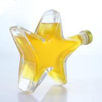China Whiskey Gin Rum Vodka Glass Liquor Bottle Star Shape with Cork Top and Glass Base for sale