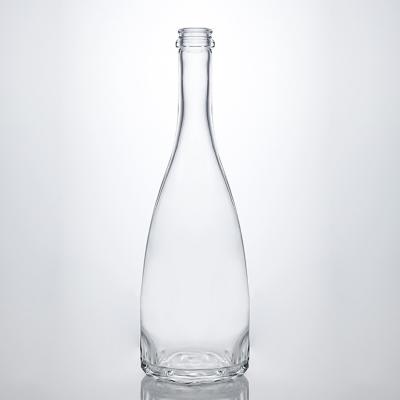 China Whisky Gin Rum Vodka Glass Collar Engraved Round Liquor Bottle with and Custom Cap for sale