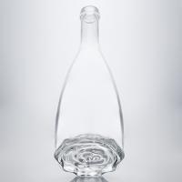 China Whisky Gin Rum Vodka Glass Collar Engraved Round Liquor Bottle with and Custom Cap for sale