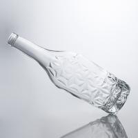 China Bottom Engraved Glass Liquor Bottle for Whisky Gin Rum Sealing Type Cork Super Flint Glass for sale