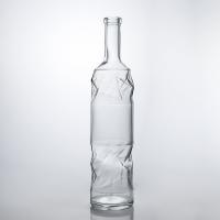China Surface Handling Decal Custom Shape Embossed Glass Liquor Bottle for Whisky Gin Rum for sale