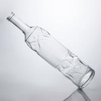 China Surface Handling Decal Custom Shape Embossed Glass Liquor Bottle for Whisky Gin Rum for sale