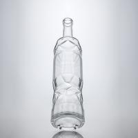 China Surface Handling Decal Custom Shape Embossed Glass Liquor Bottle for Whisky Gin Rum for sale