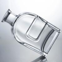 China Custom Squircle Glass Liquor Bottle for Gin Rum Brandy Vodka and Cork Stopper Included for sale