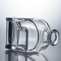 China Custom Squircle Glass Liquor Bottle for Gin Rum Brandy Vodka and Cork Stopper Included for sale