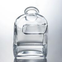 China Custom Squircle Glass Liquor Bottle for Gin Rum Brandy Vodka and Cork Stopper Included for sale