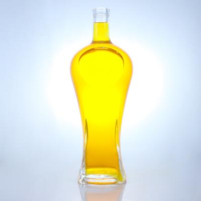 China Clear or Customized Special Shape Cork Cap Spirit Glass Bottle for Whisky Vodka Tequila Gin Rum Made for sale