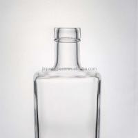 China Glass Collar Square Gin Whiskey Rum Wine Vodka Bottle 750ml with Synthetic Cork for sale