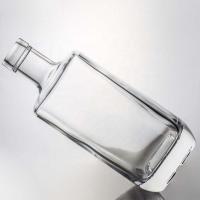 China Glass Collar Square Gin Whiskey Rum Wine Vodka Bottle 750ml with Synthetic Cork for sale