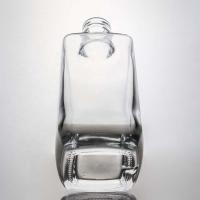 China Glass Collar Square Gin Whiskey Rum Wine Vodka Bottle 750ml with Synthetic Cork for sale