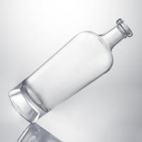 China Whisky Gin Rum Super Flint Glass Bottle with Custom Glass Collar and Cork Stopper for sale