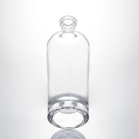 China Whisky Gin Rum Super Flint Glass Bottle with Custom Glass Collar and Cork Stopper for sale