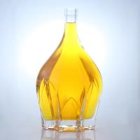 China Flint Glass Embossed Design Screw Cap Spirit Bottle for Whisky Vodka Tequila Gin Rum for sale