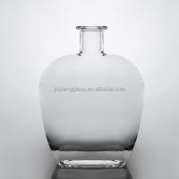 China Custom Clear Flat 750ml Glass Bottle With Cork for Vodka Whiskey Gin Industrial Beverage for sale