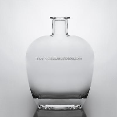 China Custom Clear Flat 750ml Glass Bottle With Cork for Vodka Whiskey Gin Industrial Beverage for sale