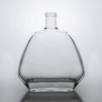 China Custom Clear Flat 750ml Glass Bottle With Cork for Vodka Whiskey Gin Industrial Beverage for sale
