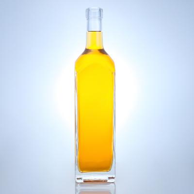 China Square Shape Super Flint Glass Bottle in Clear Color for Vodka Whisky Tequila Gin for sale