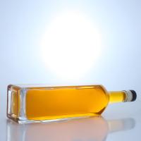 China Square Shape Super Flint Glass Bottle in Clear Color for Vodka Whisky Tequila Gin for sale