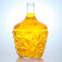 China Clear or Customized Decal Round Glass Bottle for Rum Vodka Whisky Tequila Gin for sale