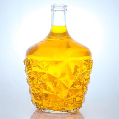 China Clear or Customized Decal Round Glass Bottle for Rum Vodka Whisky Tequila Gin for sale