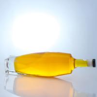 China Body Material Glass Square Shape Rum Vodka Whisky Tequila Gin Bottle with Cork Made for sale