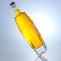China Body Material Glass Square Shape Rum Vodka Whisky Tequila Gin Bottle with Cork Made for sale
