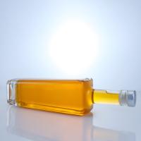 China 750ml Custom Shape Glass Spirits Bottle for Brandy Vodka Whisky Cork Top in Square Shape for sale
