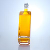 China 750ml Custom Shape Glass Spirits Bottle for Brandy Vodka Whisky Cork Top in Square Shape for sale