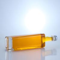 China 750ml Custom Shape Glass Spirits Bottle for Brandy Vodka Whisky Cork Top in Square Shape for sale