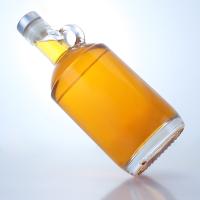 China 750ml Glass Spirits Bottle for Vodka Rum Tequila Featuring Ring Handle at Neck and Cork Top for sale