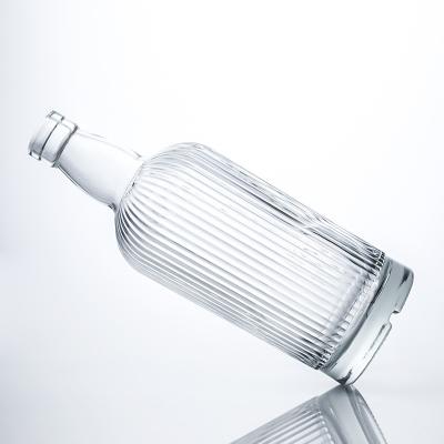 China Glass Collar 750ml Transparent Empty Luxurious Wine Bottle for Brandy for sale