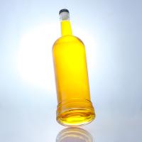 China Glass Base Round Shape Customizable Logo Long Neck Liquor Bottle with Cork for sale
