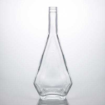 China Brandy Vodka Tequila Glass Bottle with Cork Top and Distinctive Polygonal Shape for sale