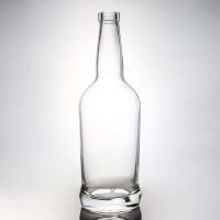 China Customized Logo Glass Collar 700ml Round Liquor Bottle for Vodka Brandy Whisky and More for sale
