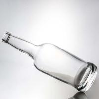 China Customized Logo Glass Collar 700ml Round Liquor Bottle for Vodka Brandy Whisky and More for sale