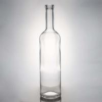 China 750ml Round Glass Liquor Bottle for Whisky Rum Gin with Cork Stopper and Glass Collar for sale