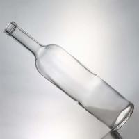 China 750ml Round Glass Liquor Bottle for Whisky Rum Gin with Cork Stopper and Glass Collar for sale