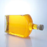 China Super Flint Glass Flat Square Rum Vodka Whisky Tequila Gin Bottle with Cork 's Product for sale