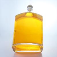 China Super Flint Glass Flat Square Rum Vodka Whisky Tequila Gin Bottle with Cork 's Product for sale