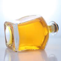 China Glass Collar Material Square Shape Whiskey Vodka Tequila Brandy Gin Rum Bottle with Cork for sale